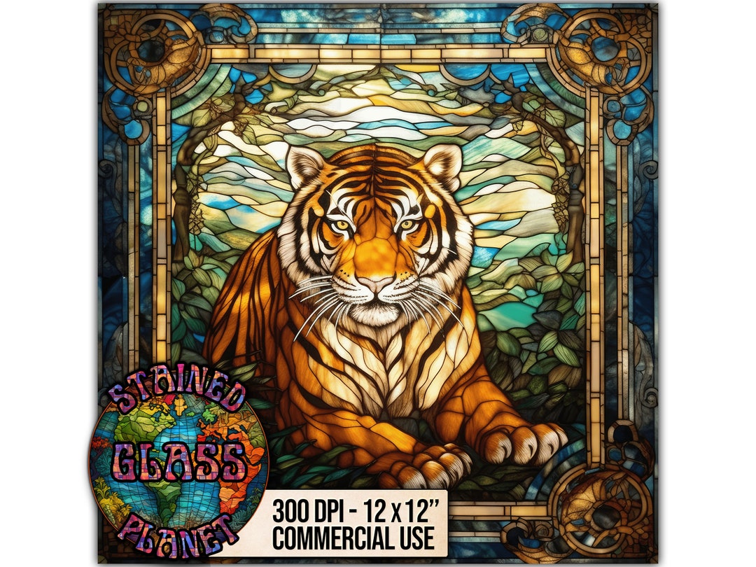 Tiger Stained Glass Design Instant Download Digital Paper - Etsy