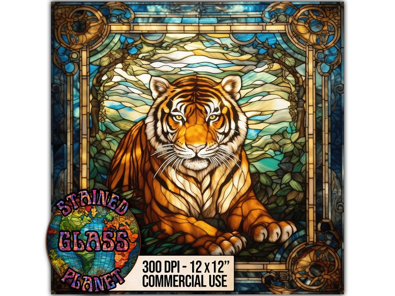 Tiger Stained Glass Design Instant Download Digital Paper - Etsy