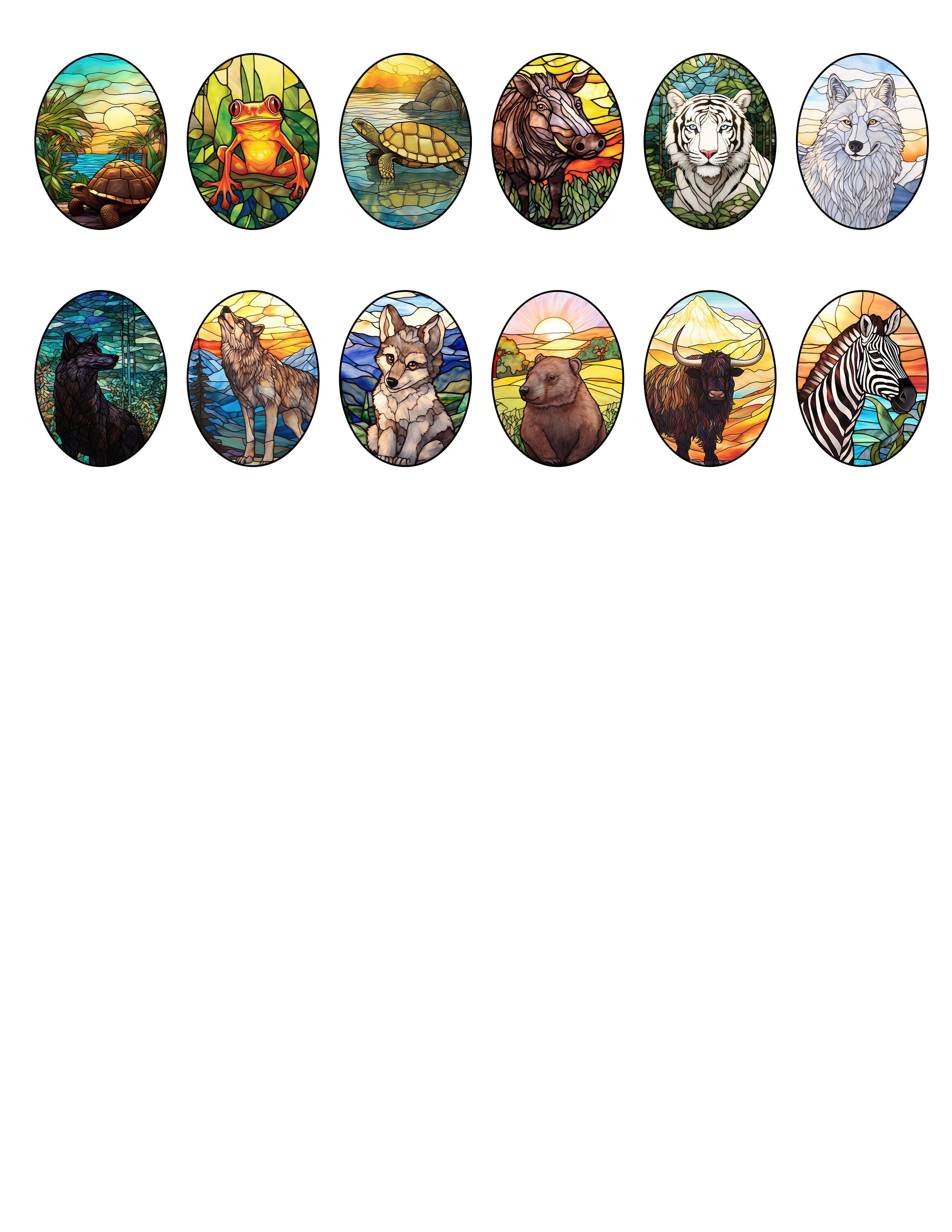 Stained Glass Animals Collage Sheet Instant Digital Download 30x40 Mm ...