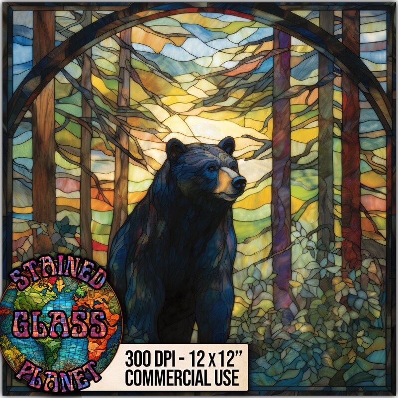 Stained Glass Bear - Etsy
