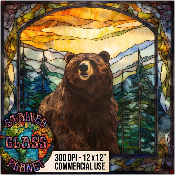 Bear Stained Glass - Etsy