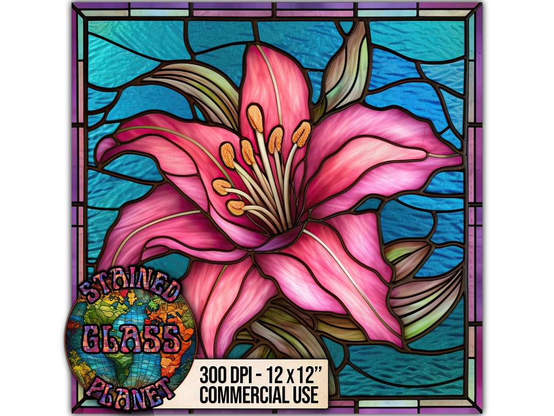Stargazer Lily Stained Glass Design, Instant Download, Digital Paper ...