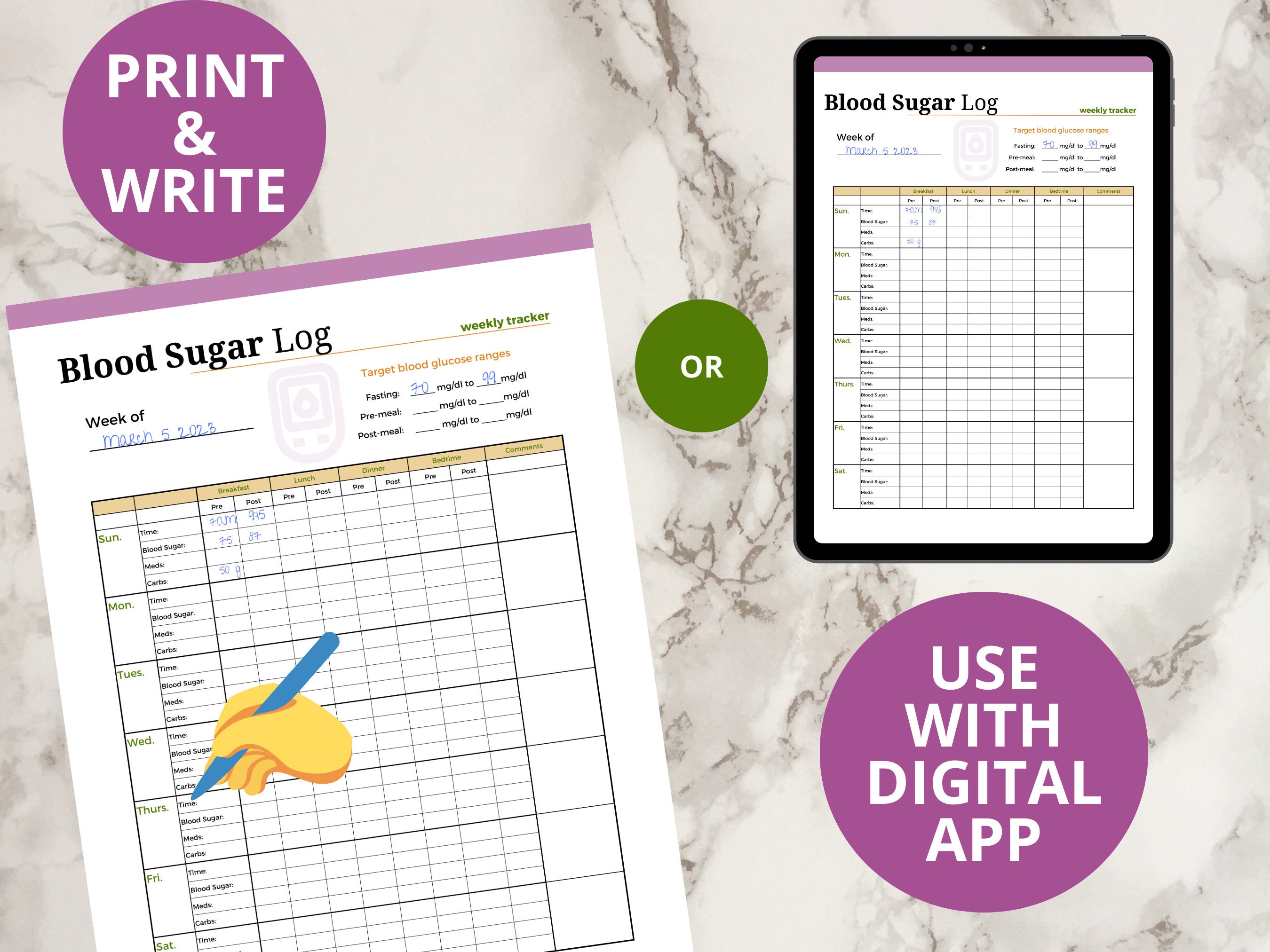 Blood Sugar Log, Blood Sugar Tracker, Glucose Log, Diabetic Log ...