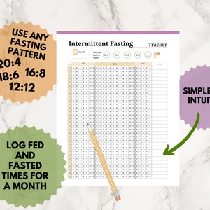 Monthly INTERMITTENT FASTING Tracker Fasting Journal Fasting Log Hourly ...