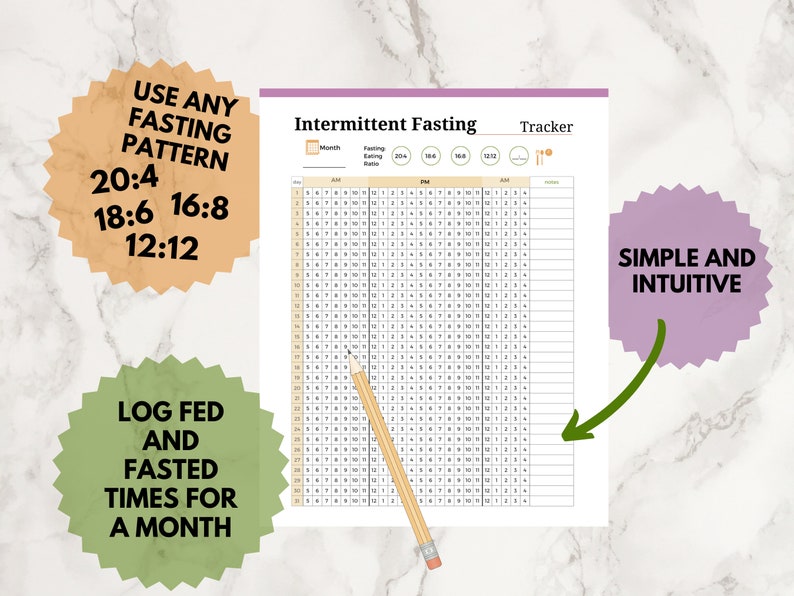 Monthly INTERMITTENT FASTING Tracker Fasting Journal Fasting Log Hourly ...