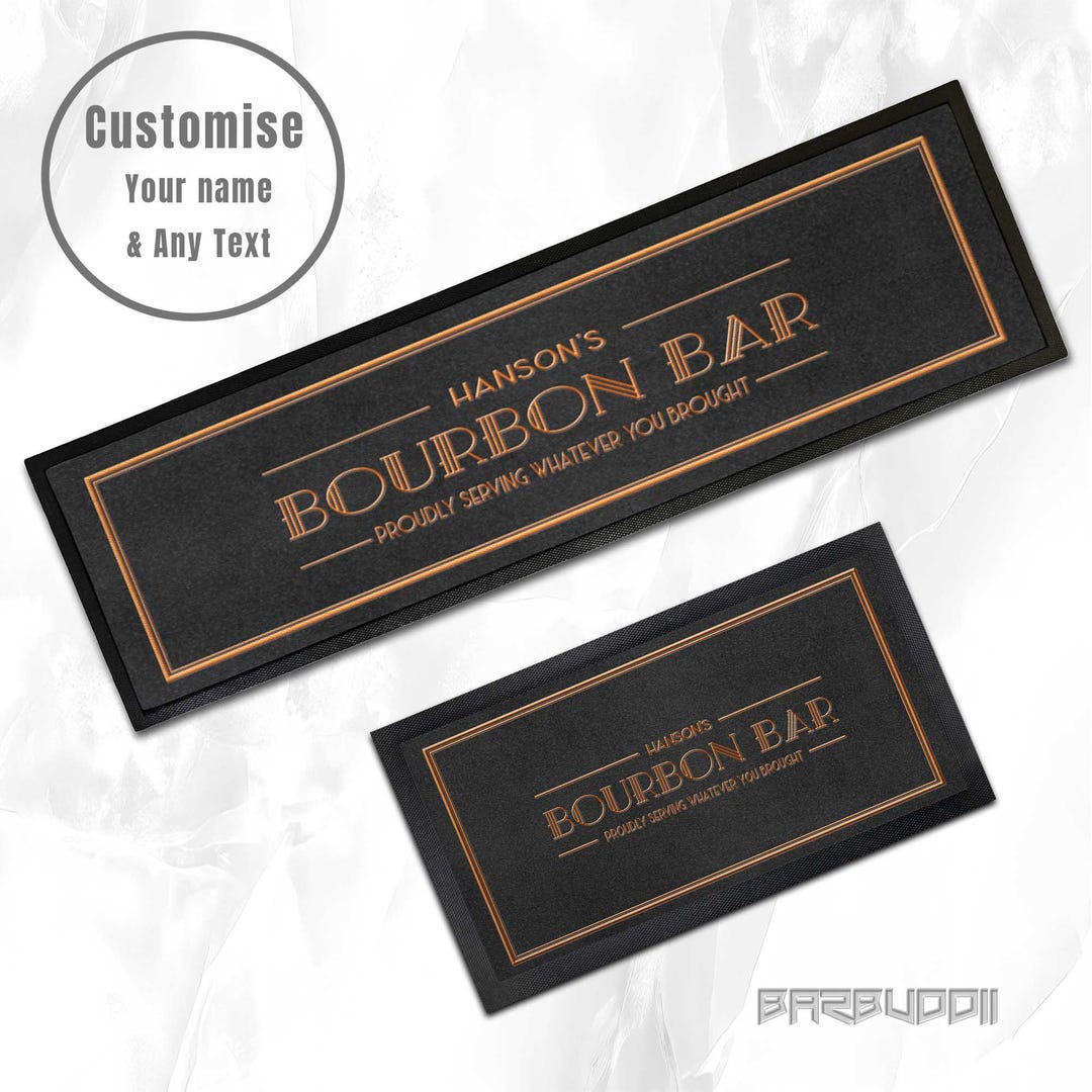 Custom Bar Mat, Bar Runner Personalized With Bar Name & Year, Elegant ...