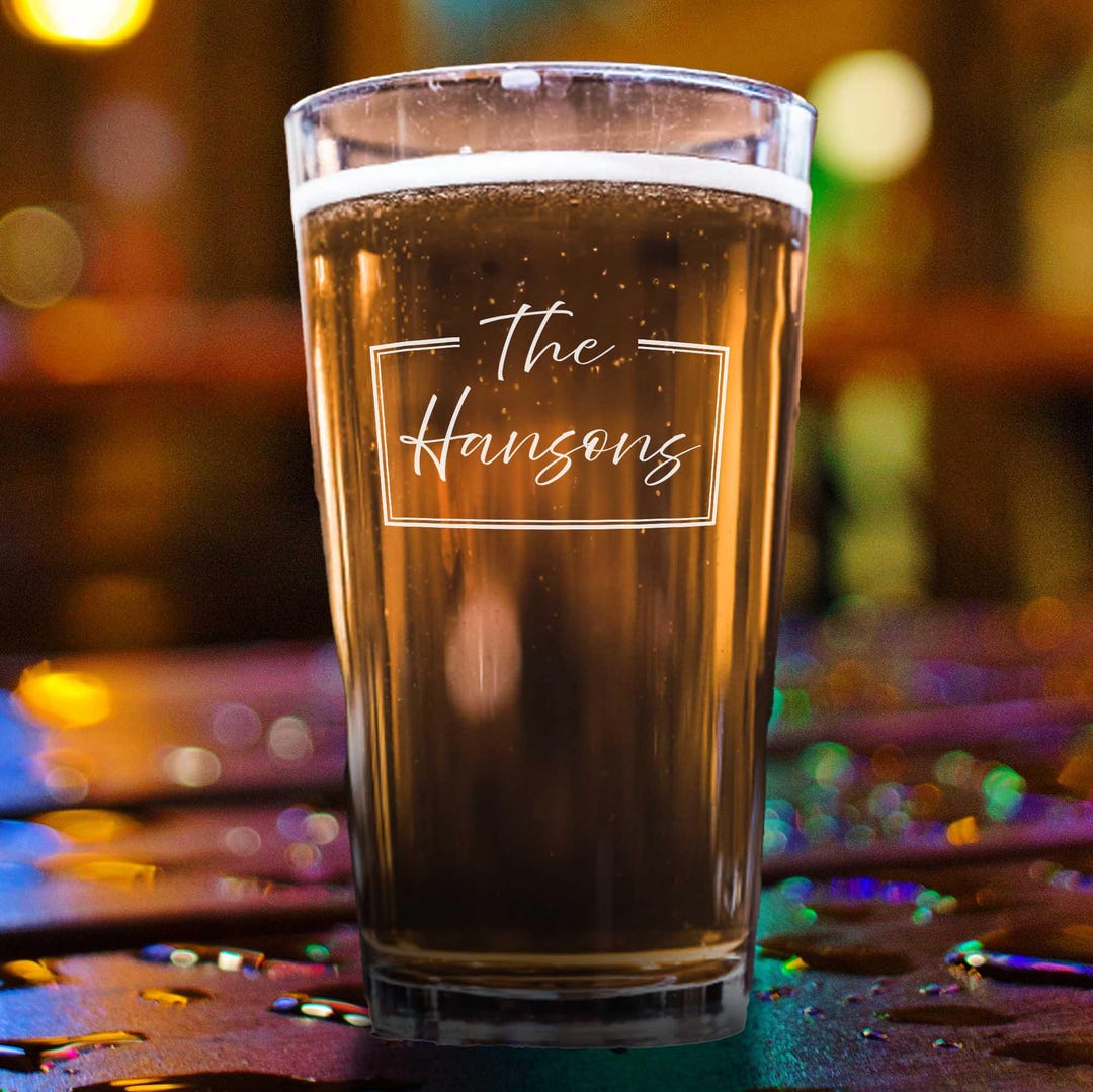 Personalized Beer Glass, Customize With Your Bar Name or Last Name, UV ...