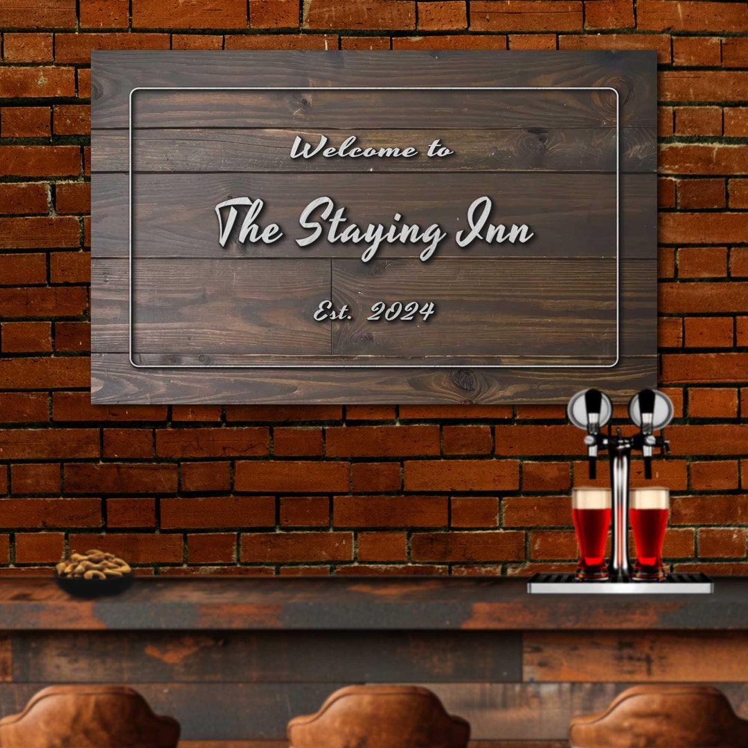 Personalised Canvas Bar Sign, 3D Text on Wood Effect Bar Sign ...
