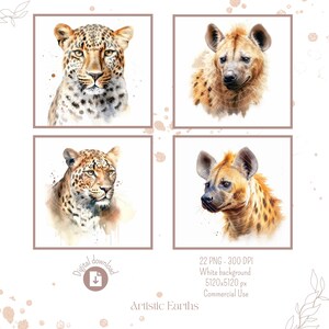 Safari Animals Clipart, Digital Download, Watercolor African Animals ...