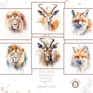 Safari Animals Clipart, Digital Download, Watercolor African Animals ...