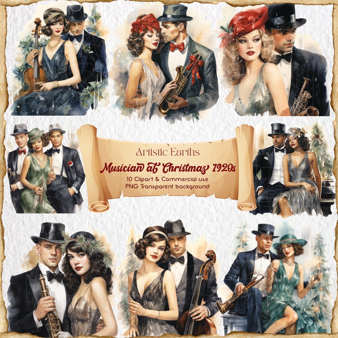 Great Gatsby Musicians Clipart, Charleston Party, 1920s Gatsby Clipart ...