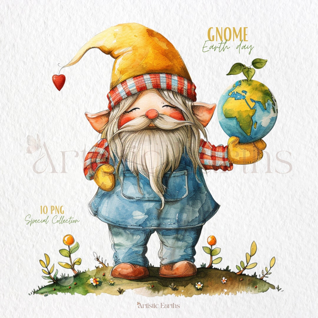 Celebrate Earth Day With Gnomes & Greenery Clipart Earth Day Cards ...