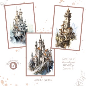 Medieval Castle Clipart, Set of Print, Medieval Illustration, Art Deco ...