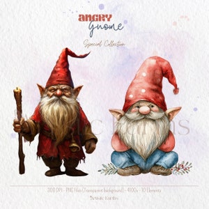 Angry Gnome Png, Gnome Clipart Bundle, Bad Gnomes, Sublimation Design ...