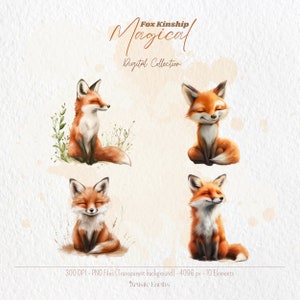 Fox Art, Woodland Animals Png, Watercolor Fox Clipart, Baby Animals ...