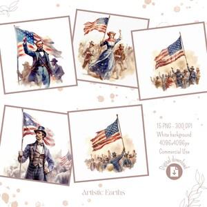 Patriotic American Clipart, Independence Day USA, Digital Desing Bundle ...