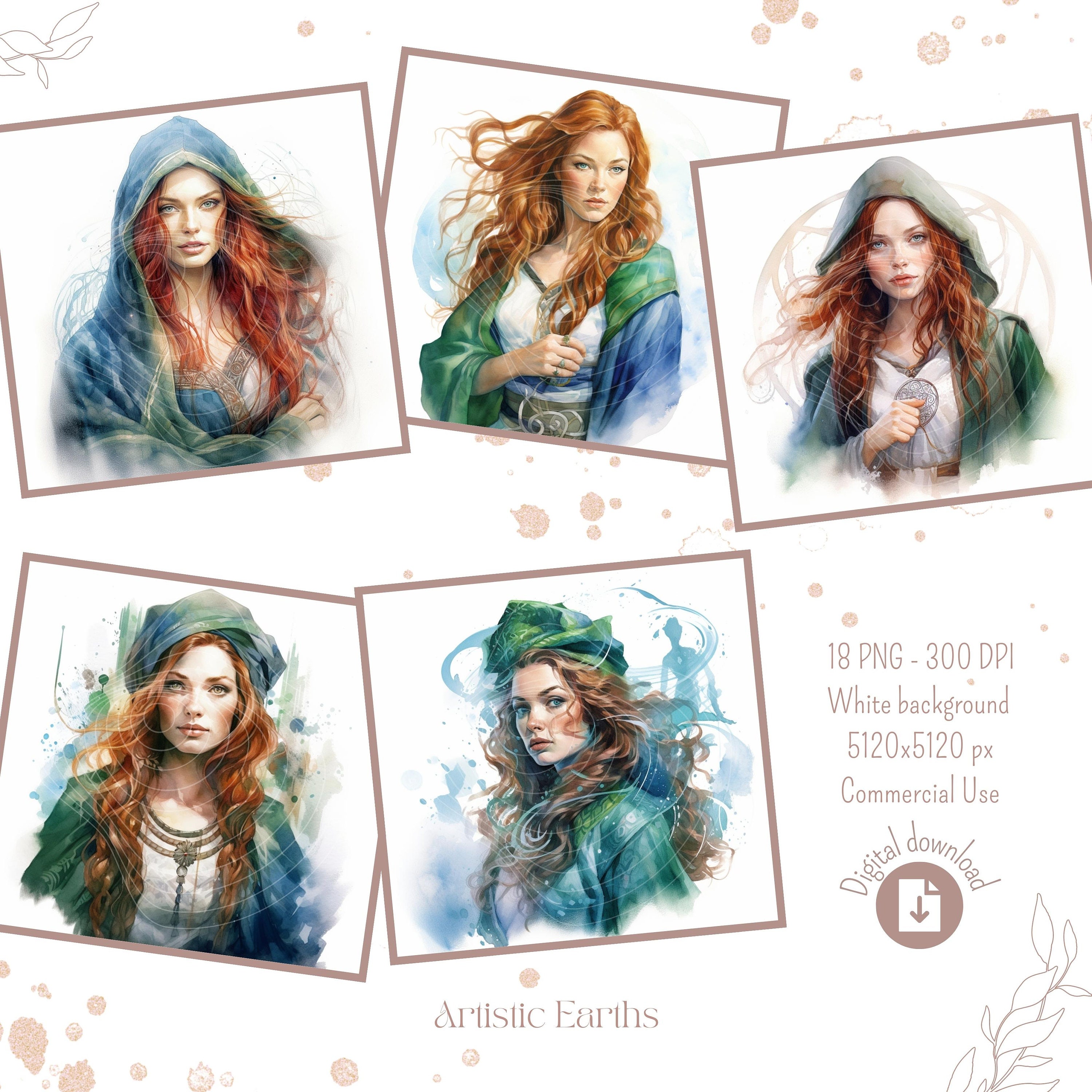 Princess Clipart Celtic Princess Art Digital Design Bundle - Etsy