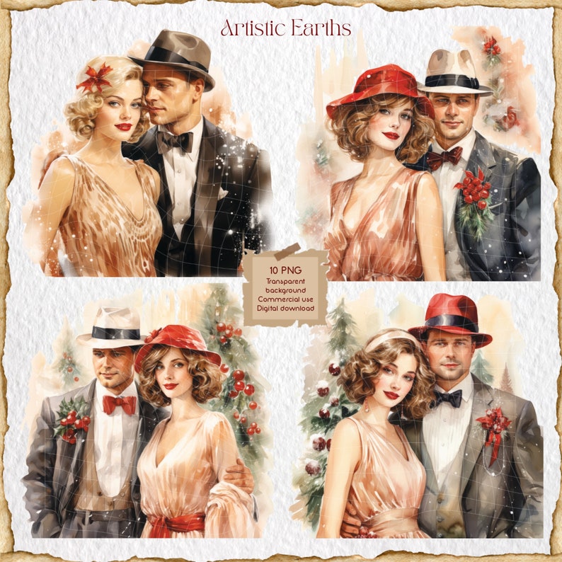 Great Gatsby Couples Clipart Charleston Party 1920s Gatsby - Etsy
