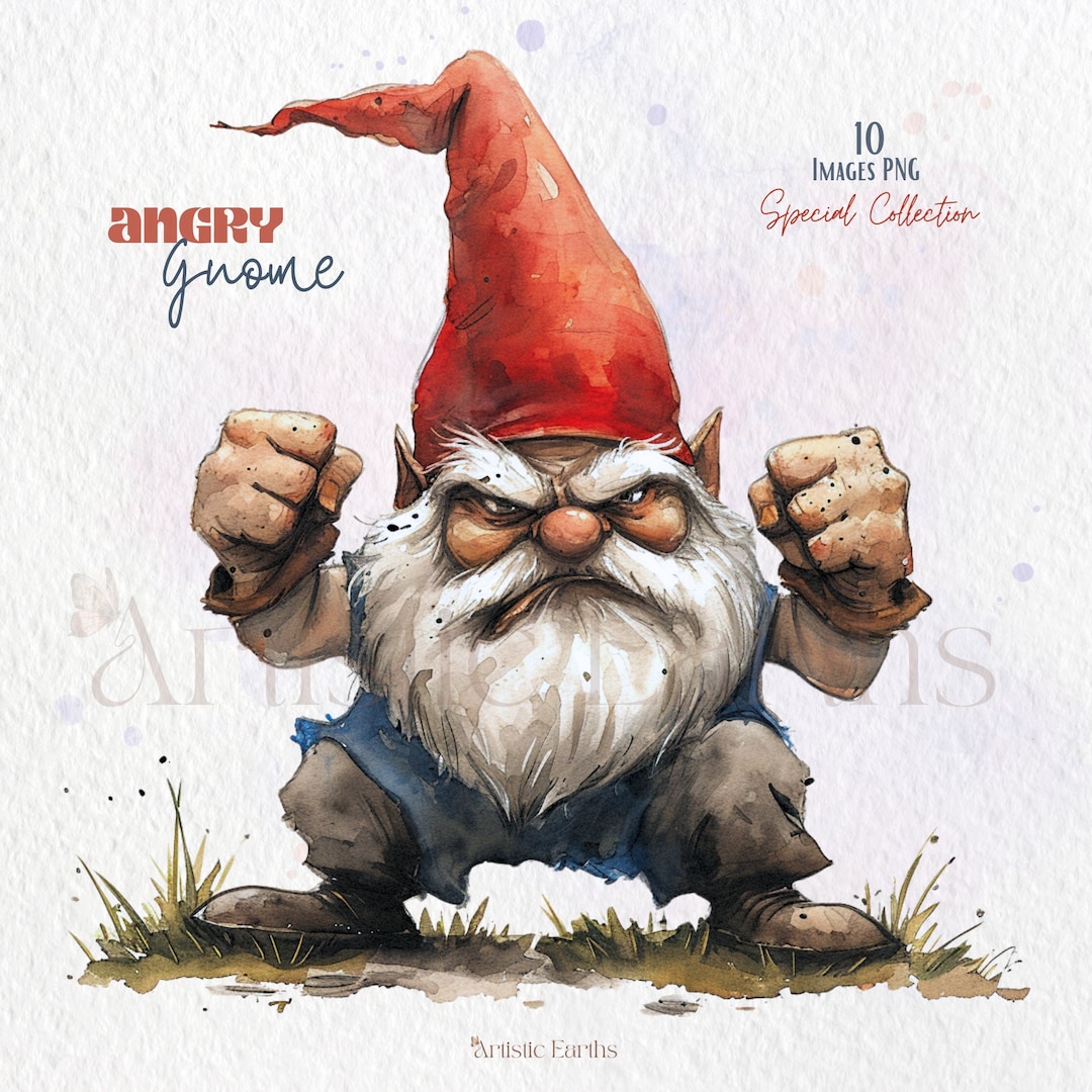 Angry Gnome Png, Gnome Clipart Bundle, Bad Gnomes, Sublimation Design, Garden Clipart, Gnome ...