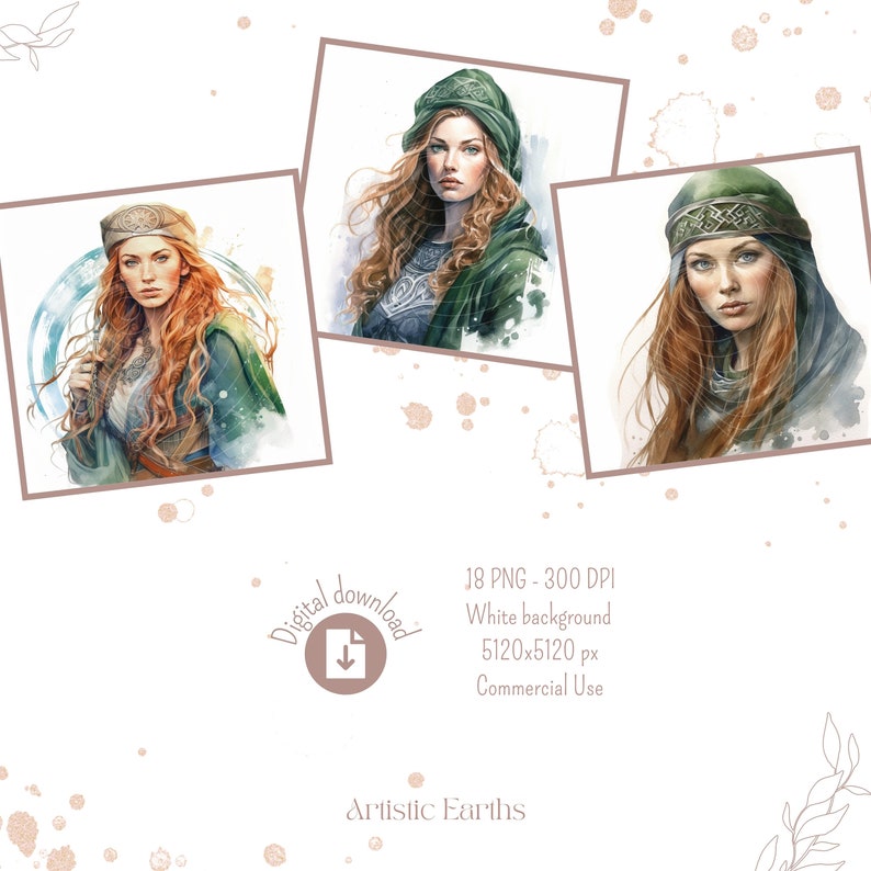 Princess Clipart Celtic Princess Art Digital Design Bundle - Etsy
