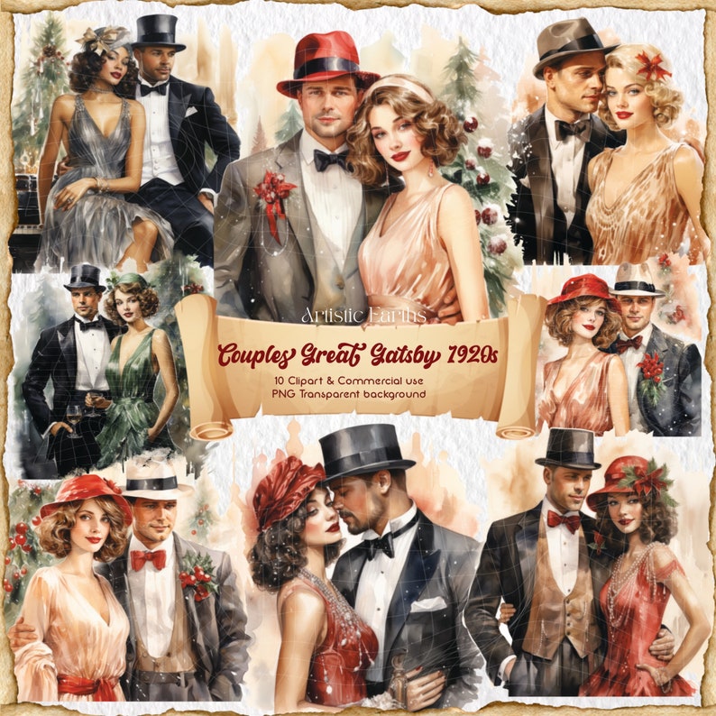 Great Gatsby Couples Clipart, Charleston Party, 1920s Gatsby Clipart ...