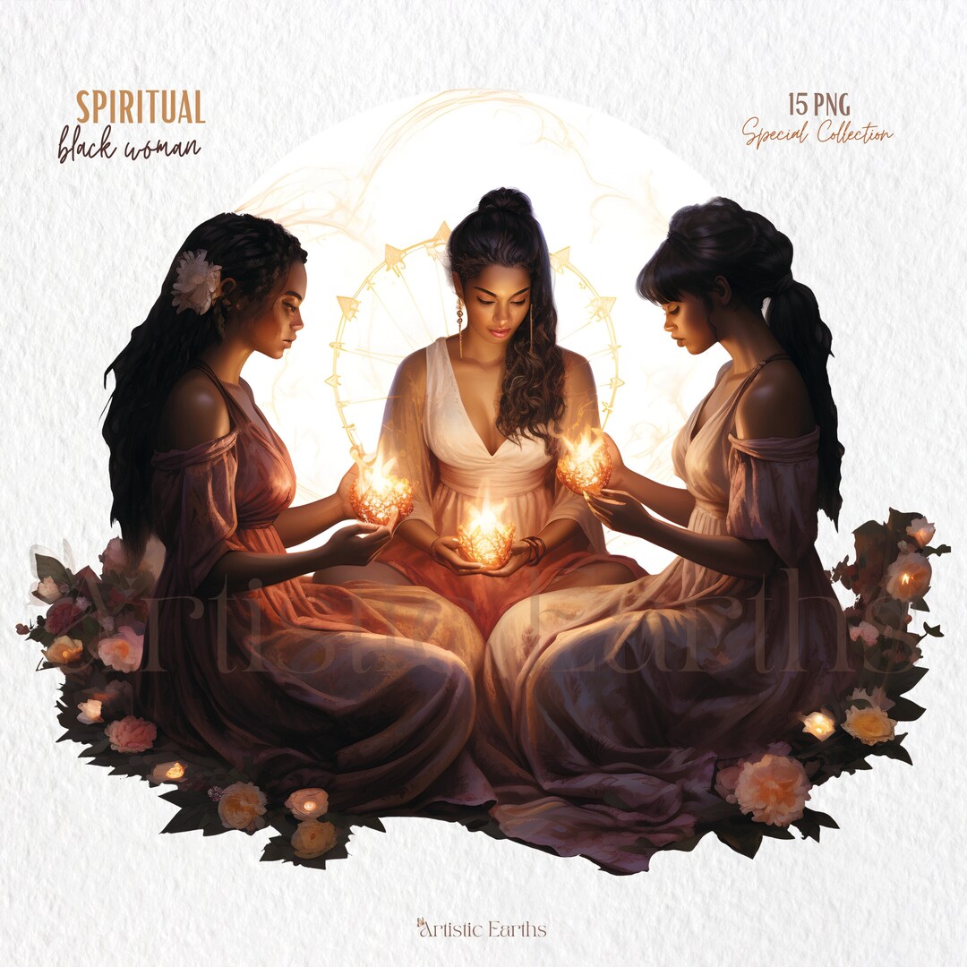 Divine Femenine Clipart, Religious Afro Woman Art, Spiritual Woman ...