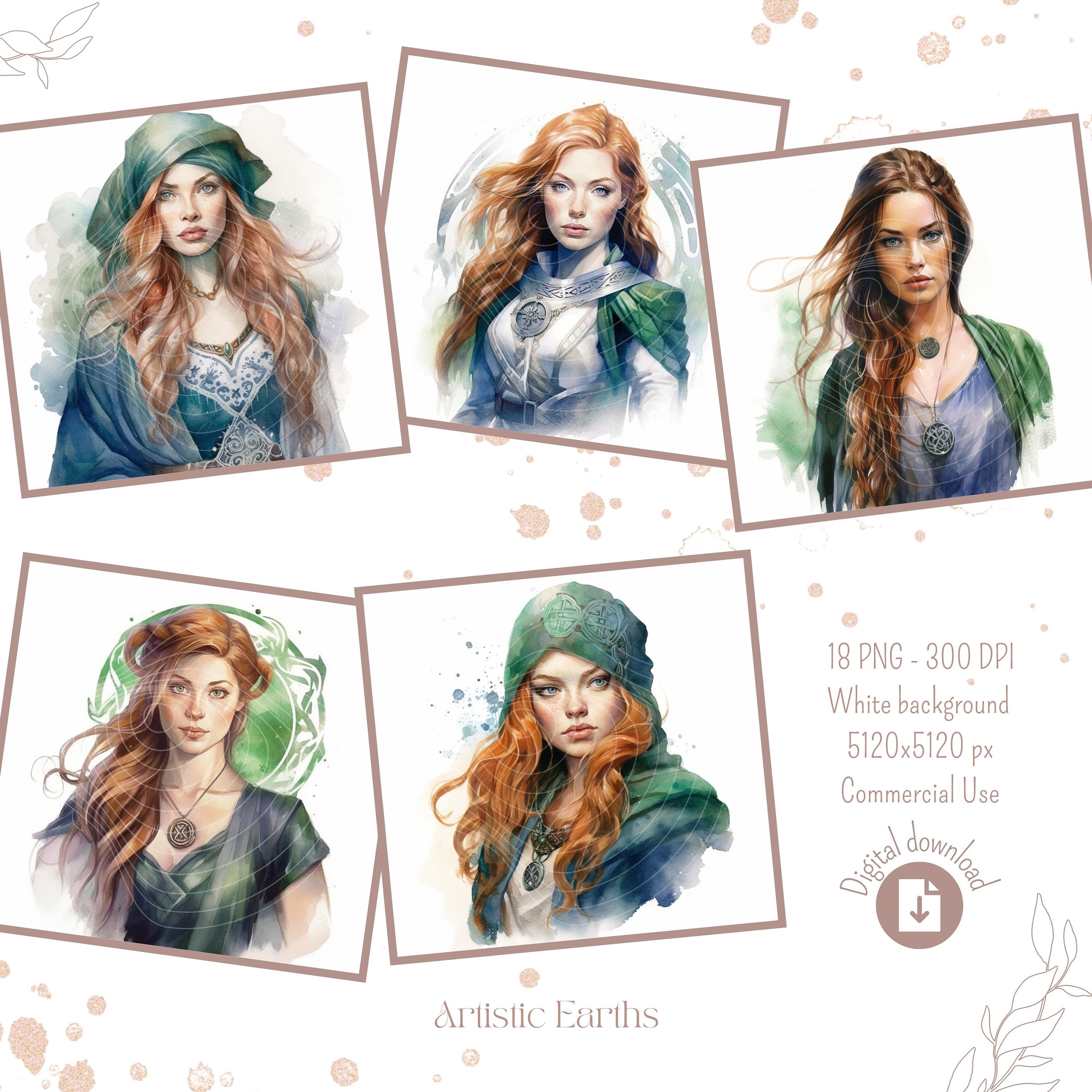 Princess Clipart Celtic Princess Art Digital Design Bundle - Etsy