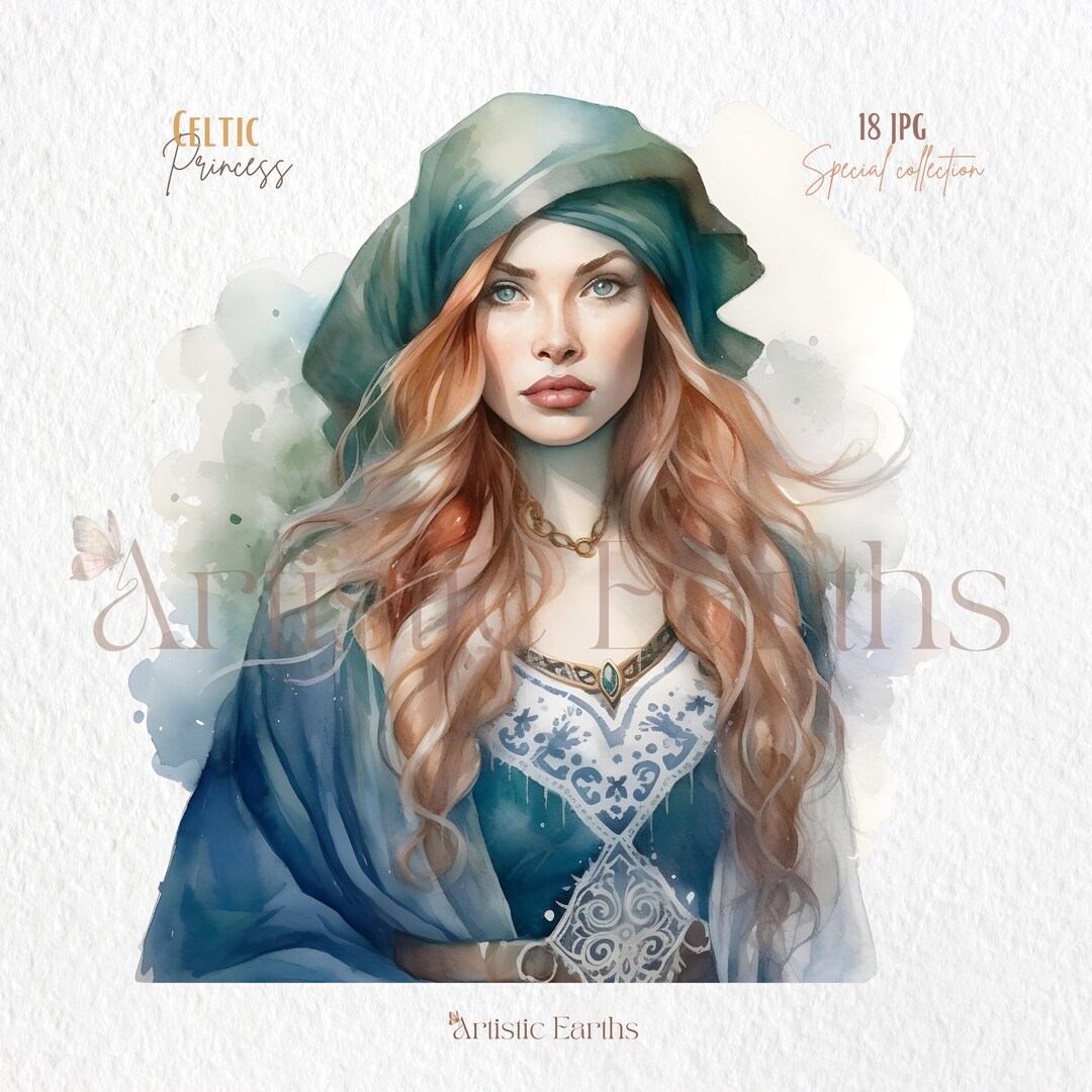 Celtic Princess Png Medieval Art Print Witch Gift Scrap Book ...