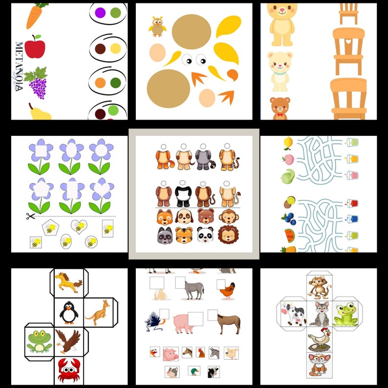 Digital Kids Cut-and-paste Matching Activity Book Interactive Pdfs - Etsy