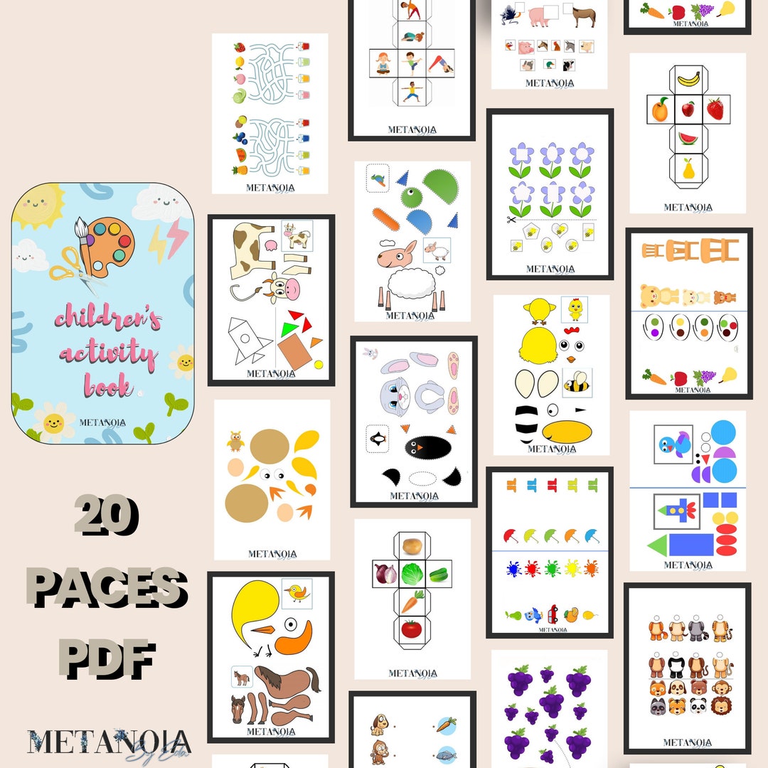 Digital Kids Cut-and-paste Matching Activity Book Interactive Pdfs - Etsy