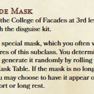 5e Bard: College of the Masquerade Subclass - Etsy