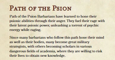 5e Barbarian: Path of the Psion Subclass - Etsy