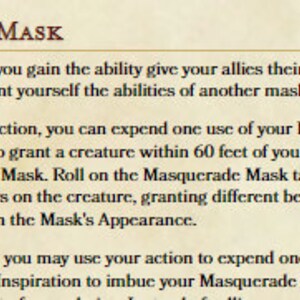 5e Bard: College of the Masquerade Subclass - Etsy