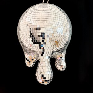 Melting Drippy Disco Ball, Silver Mirrored Melted, Metallic Design ...