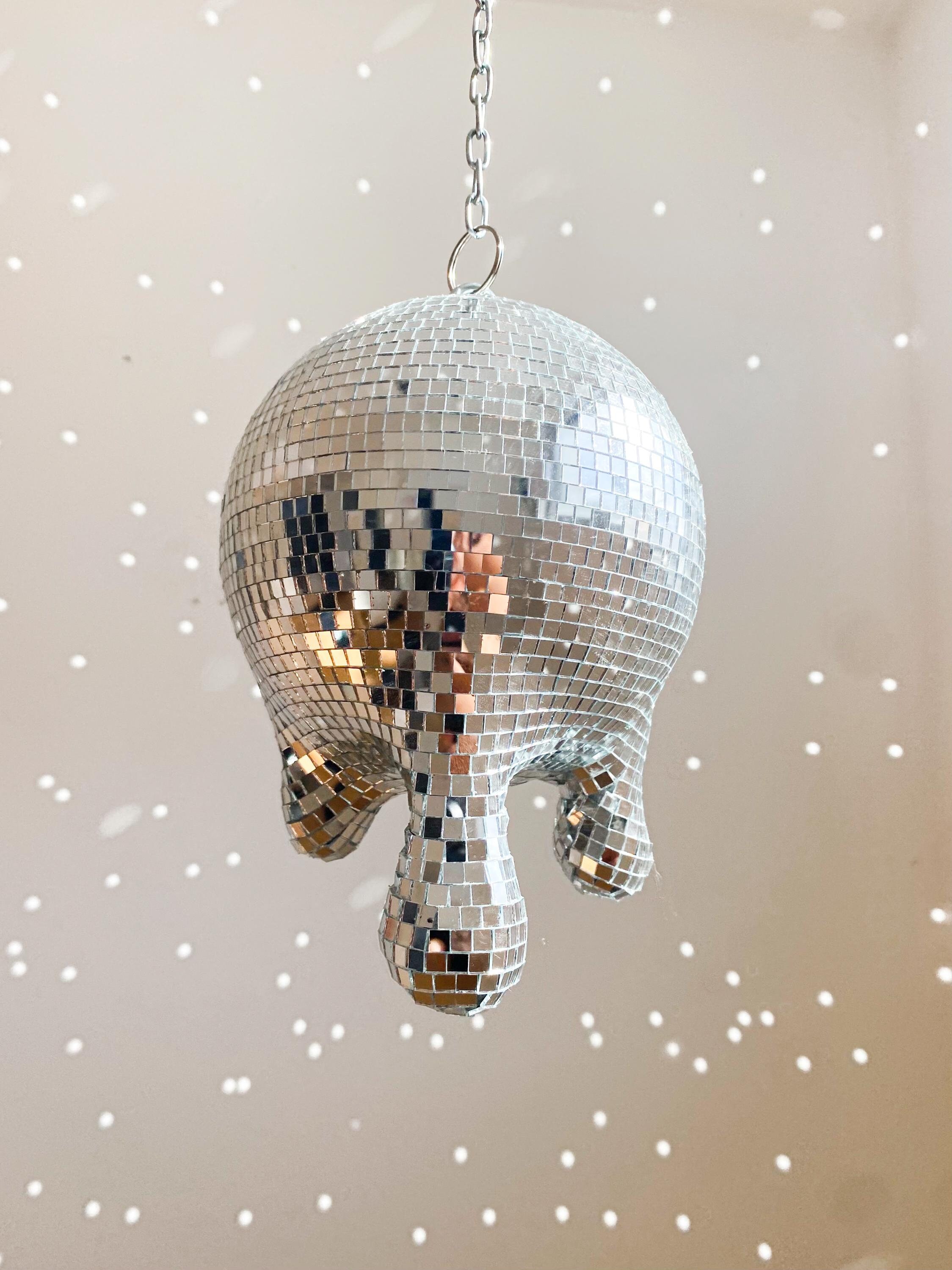 Melting Drippy Disco Ball, Silver Mirrored Melted, Metallic Design ...