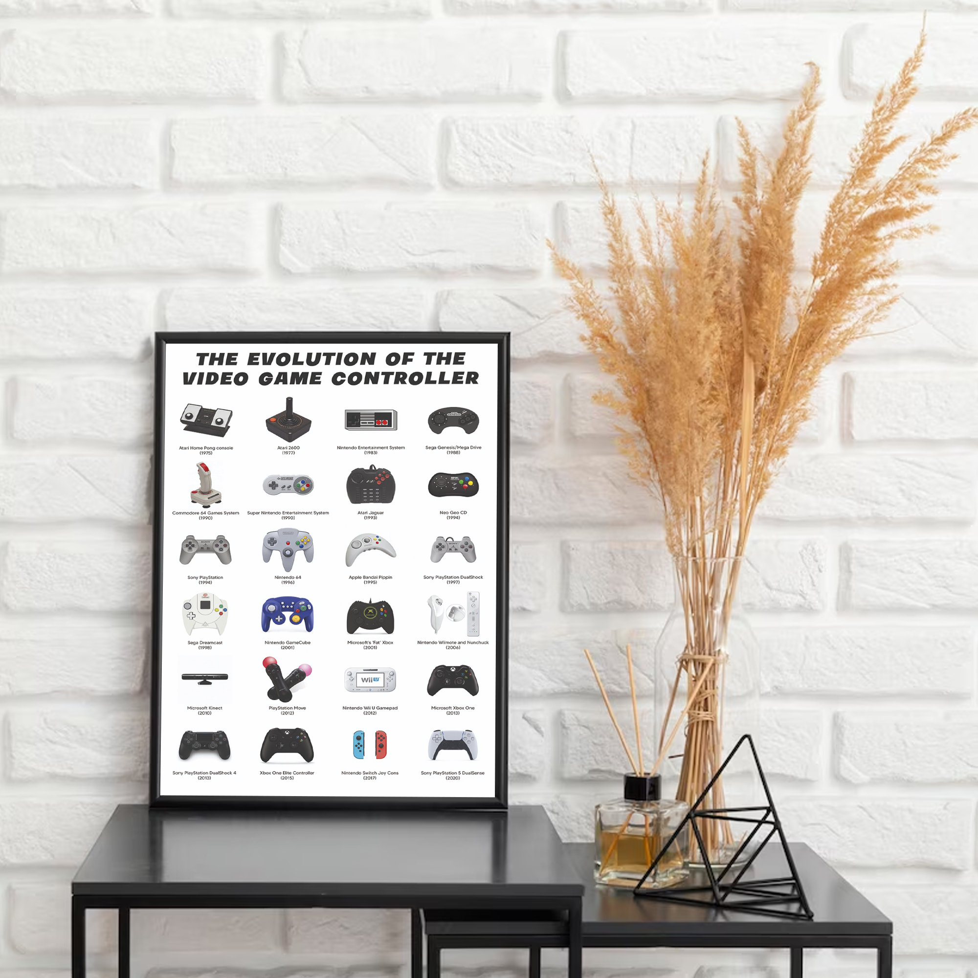 The Evolution of Video Game Controller Poster Gift for Gamers Man Cave ...