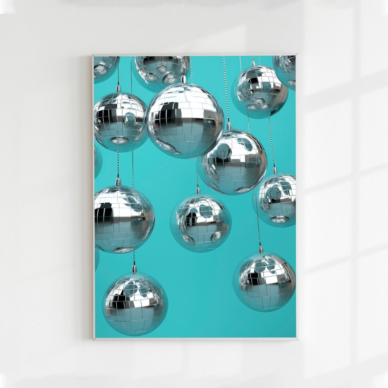 Girly Wall Art,preppy Poster,bar Cart Decor,discoball Decor,mirrorball ...