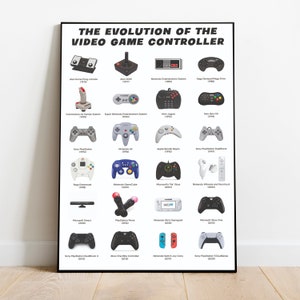The Evolution of Video Game Controller Poster Gift for Gamers Man Cave ...