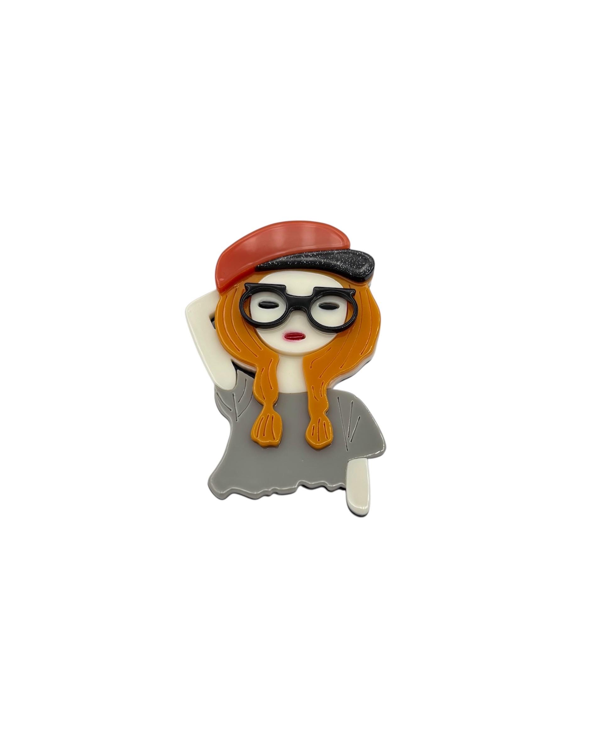 Cute Girl Brooch – Enamel Girl Pin With Red Hat – Kawaii Fashion Brooch ...