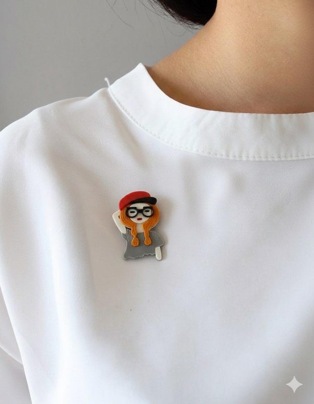 Cute Girl Brooch – Enamel Girl Pin With Red Hat – Kawaii Fashion Brooch ...