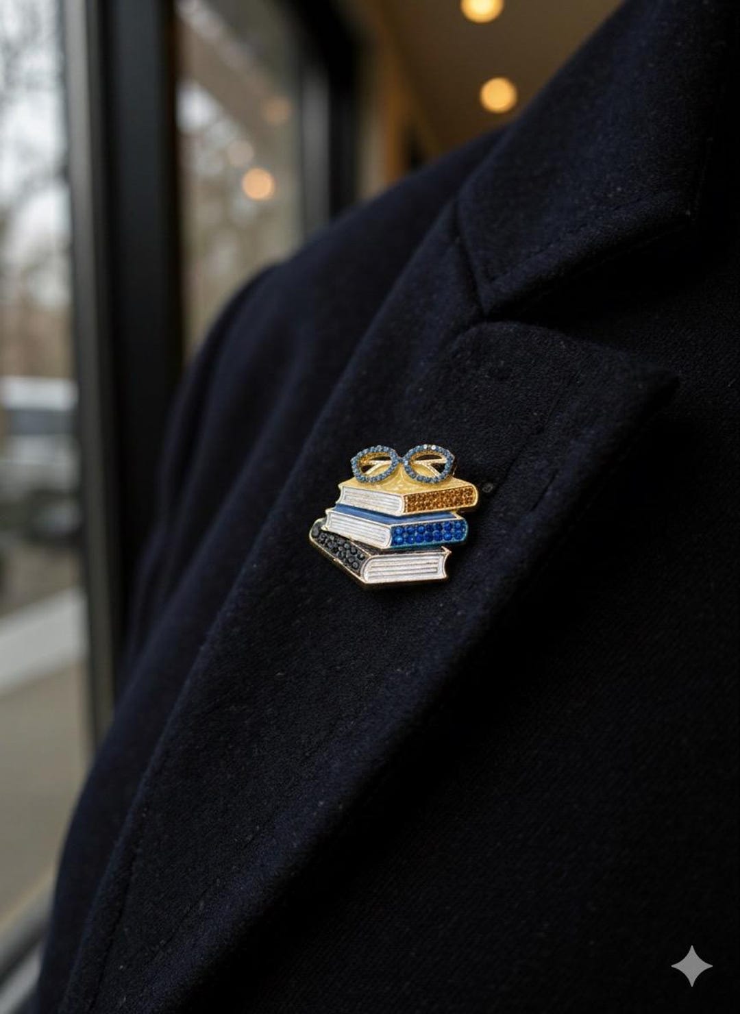 Crystal Stacked Books Brooch – Gold Tone Glasses, Teacher Librarian ...