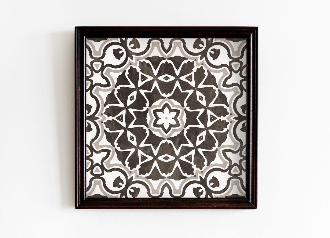 Moroccan Printable Black Tile Wall Art • Arabic Pattern Tile Wall Art ...
