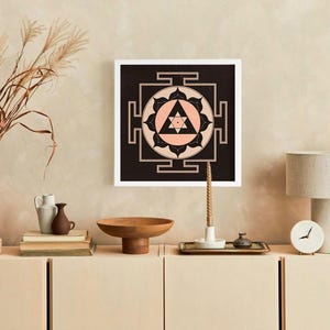 Black Ganesha Yantra Illustration Art, Yantra for Yoga Room Decor ...