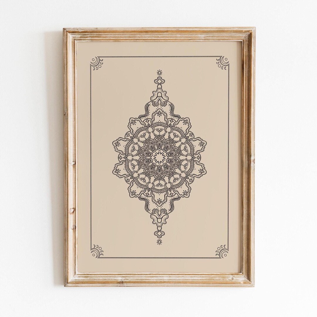 Boho Mandala Line Art Print • Neutral Moon Phases Design (digital ...