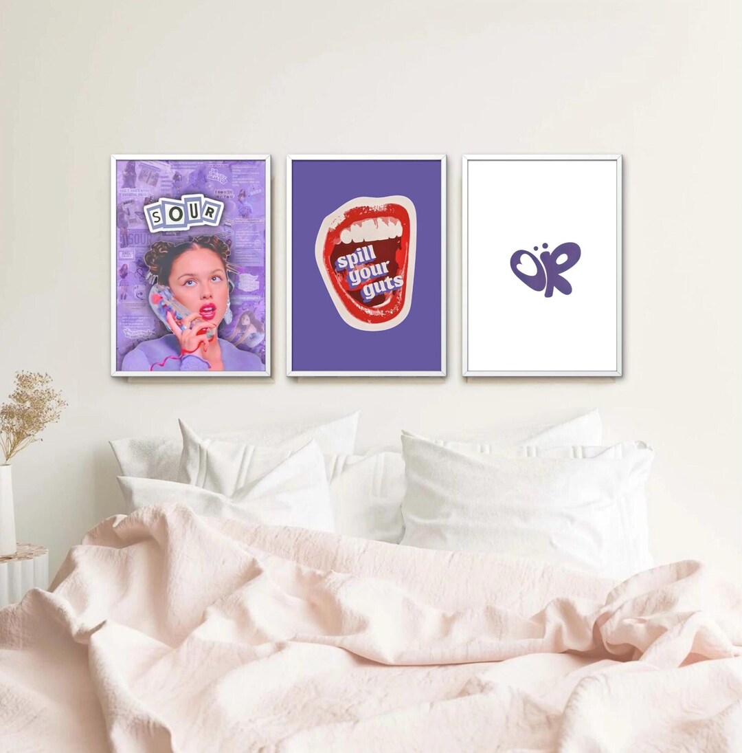 Olivia Rodrigo Poster Aesthetic Purple Collage Wall Art Music Themed ...