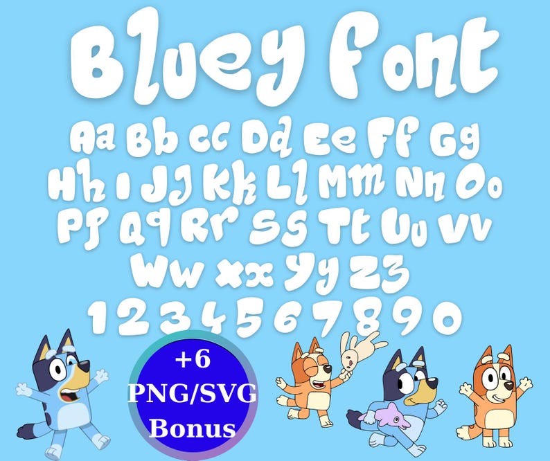 Bluey Font Playful Bluey-inspired Font Bonus SVG/PNG Files for Kids ...