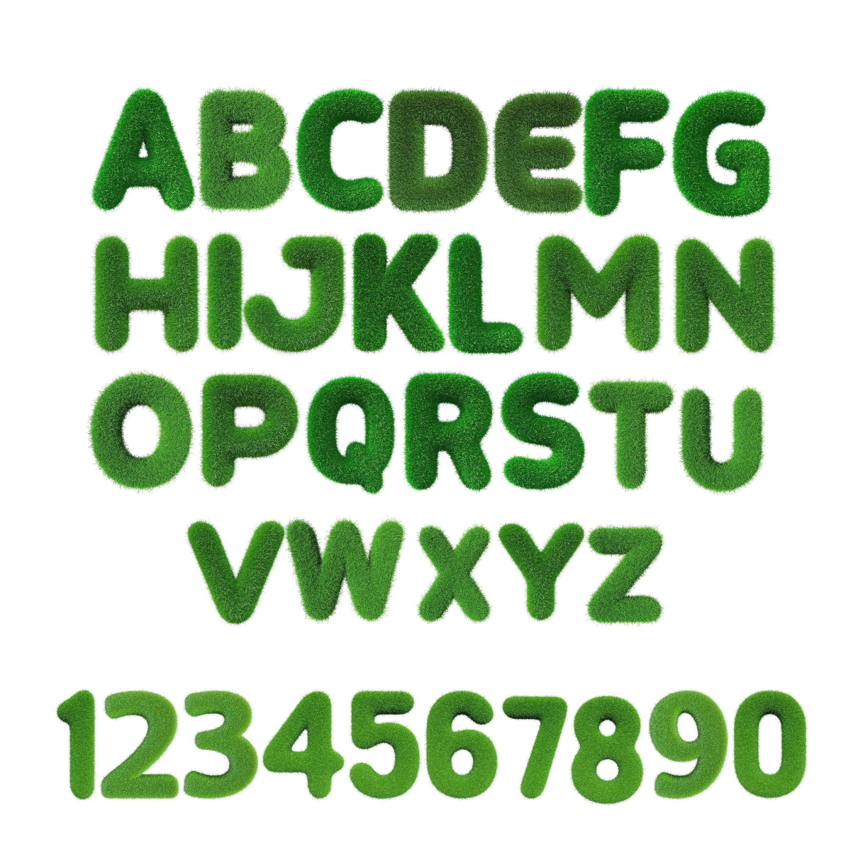 Green Grass Letters and Numbers Set Digital Product in SVG & PNG Format ...