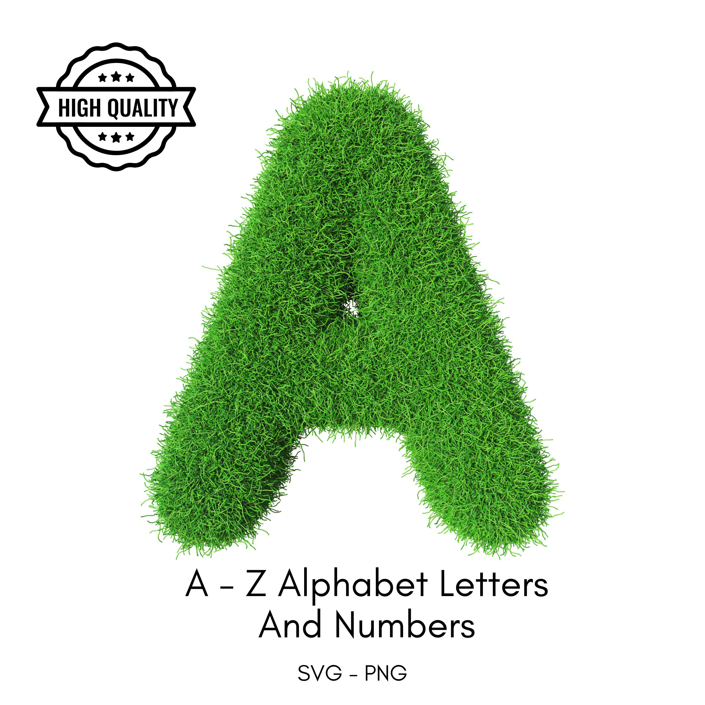 Green Grass Letters and Numbers Set Digital Product in SVG & PNG Format ...