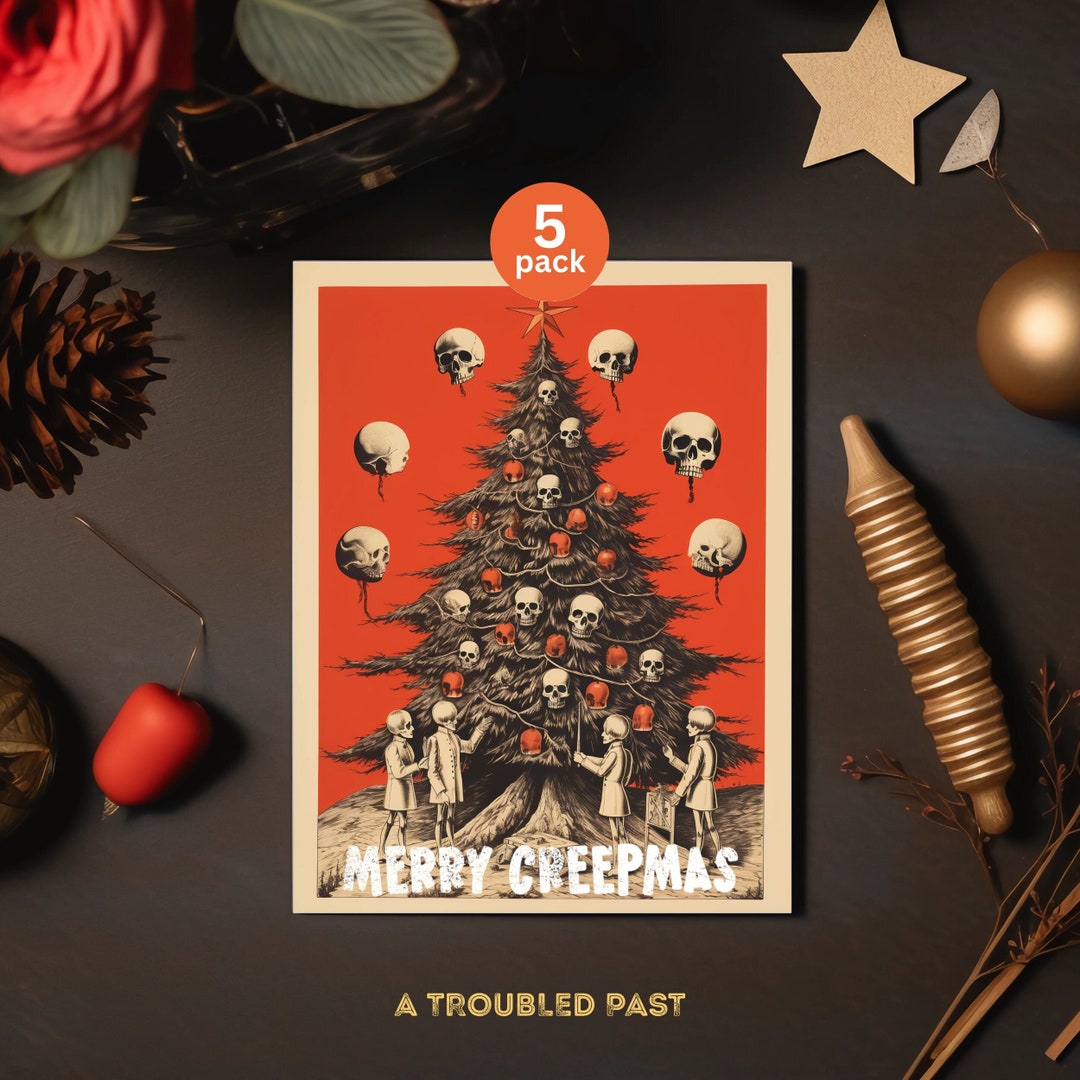 Merry Creepmas Card Bundle, Hexmas Card Set, Gothic Christmas Cards ...