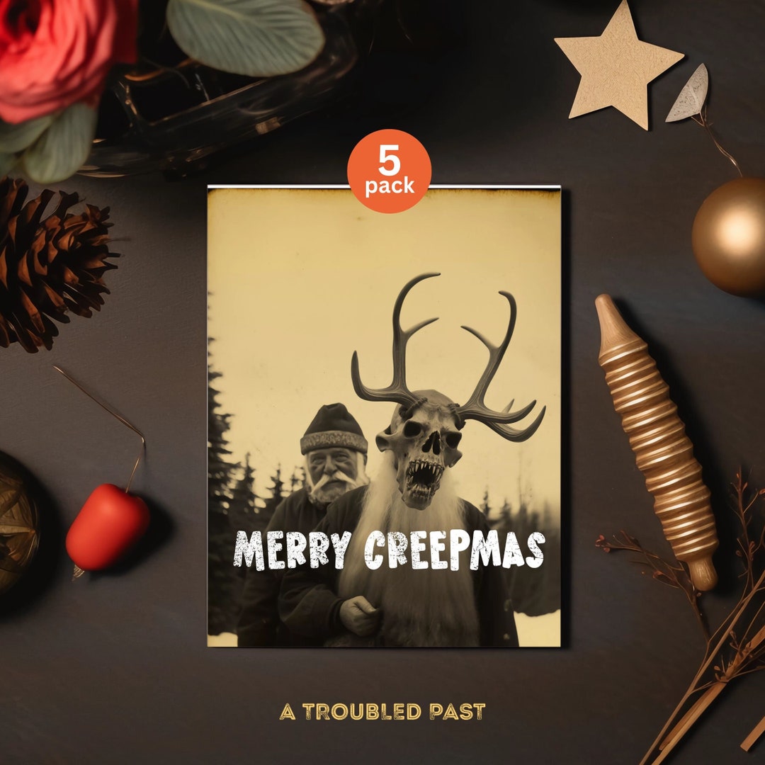 Creepy Santa Christmas Cards, Scary Santa Claus, Creepmas Card Bundle ...